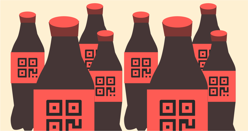 Coke Zero bottle collection with QR codes by QRcodeKit.com • QR Code KIT